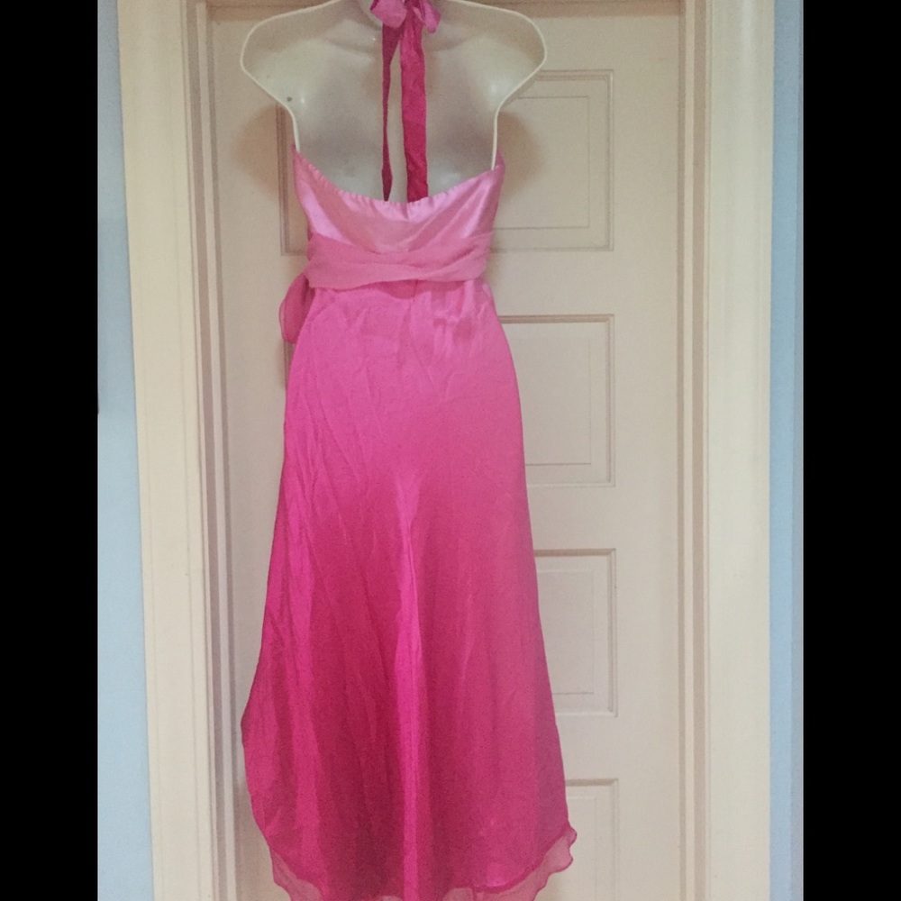 Cache Hot Pink Shaded Dress Satin Silk Halter Nice - Gem